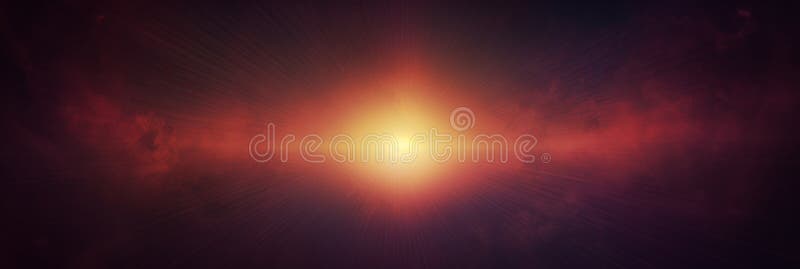 Cosmic Red Glow, Sunburst with Atmospheric Light Effects. Mystical ...