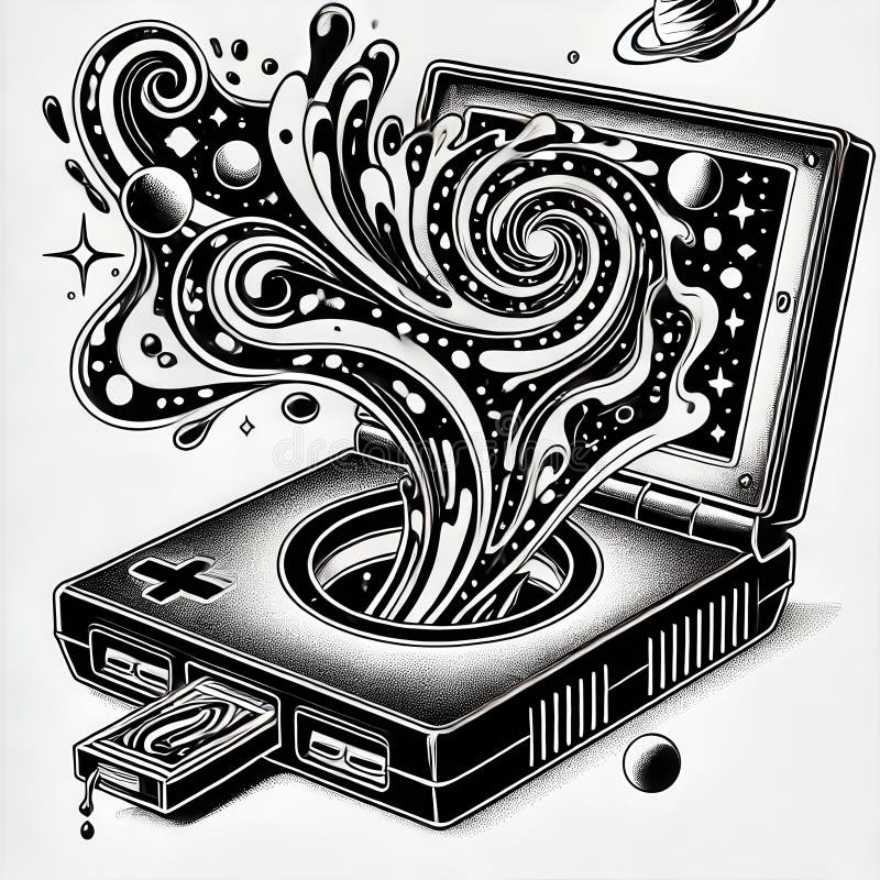 Cosmic Retro Gaming Device Art Stock Illustration - Illustration of ...