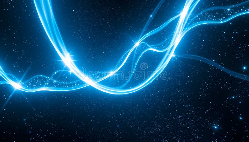Cosmic Ribbons Glowing Light Weaving through Dark Abstract Space Stock ...
