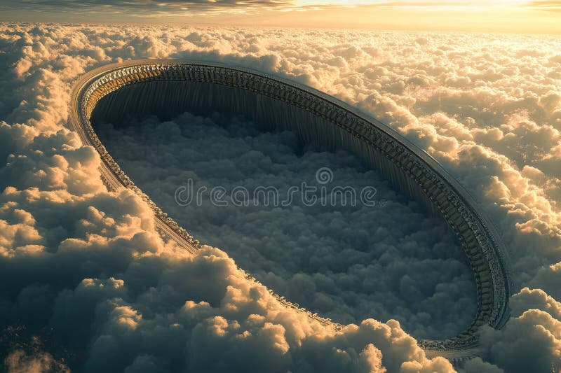Cosmic Ring Above the Clouds, a Stunning Aerial View Stock Illustration ...