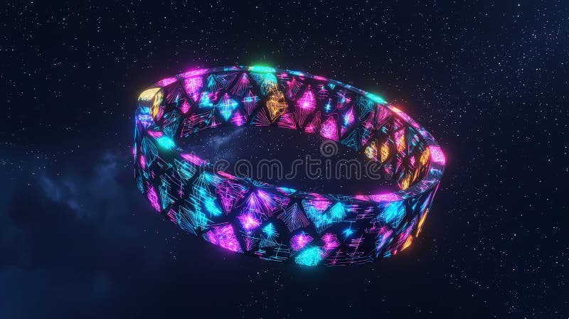 Cosmic Ring Nebula Backdrop Vibrant Design Futuristic Concept Digital ...
