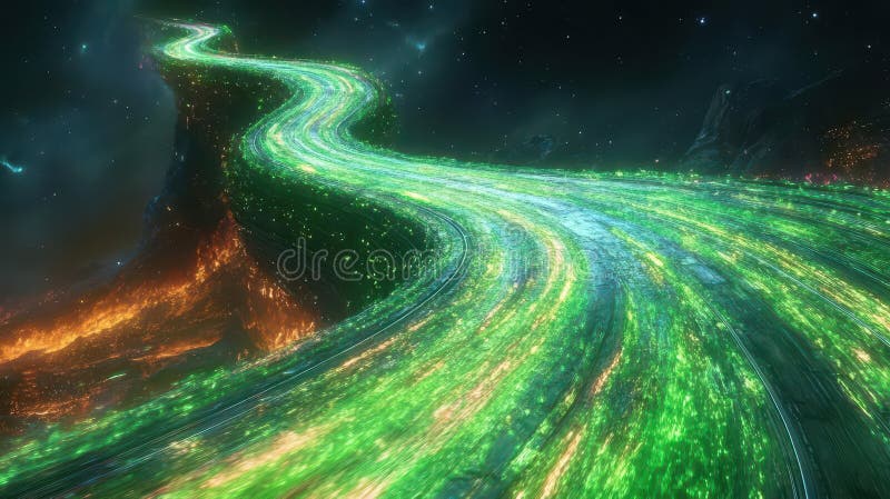 Cosmic River, Alien Planet S Glowing Path Stock Image - Image of cosmic ...