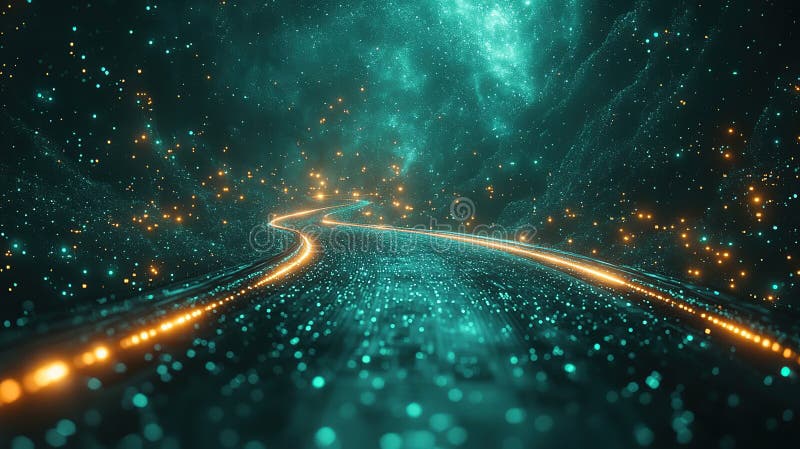 Cosmic Road through a Swirling Nebula Stock Illustration - Illustration ...