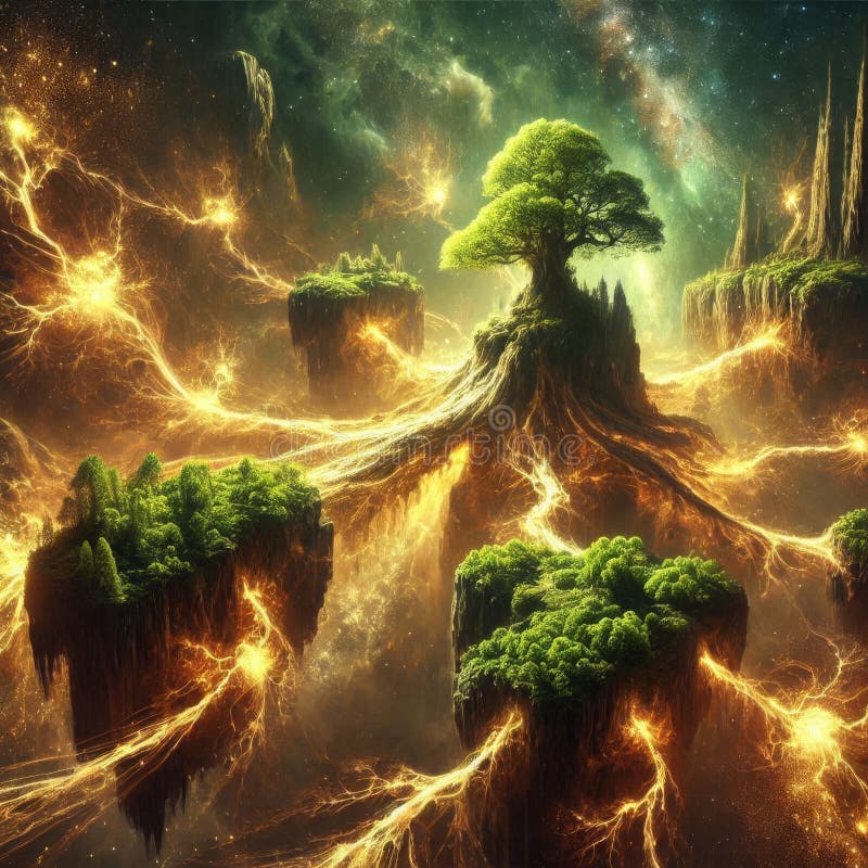 Cosmic Roots Spreading through Space Stock Illustration - Illustration ...