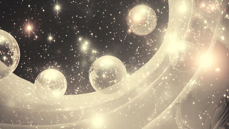 A Cosmic Scene Featuring Glowing Orbs Amidst a Starry Backdrop Stock ...