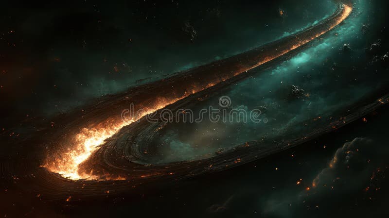 A Cosmic Scene Featuring a Glowing Ring Structure in a Dark Space ...