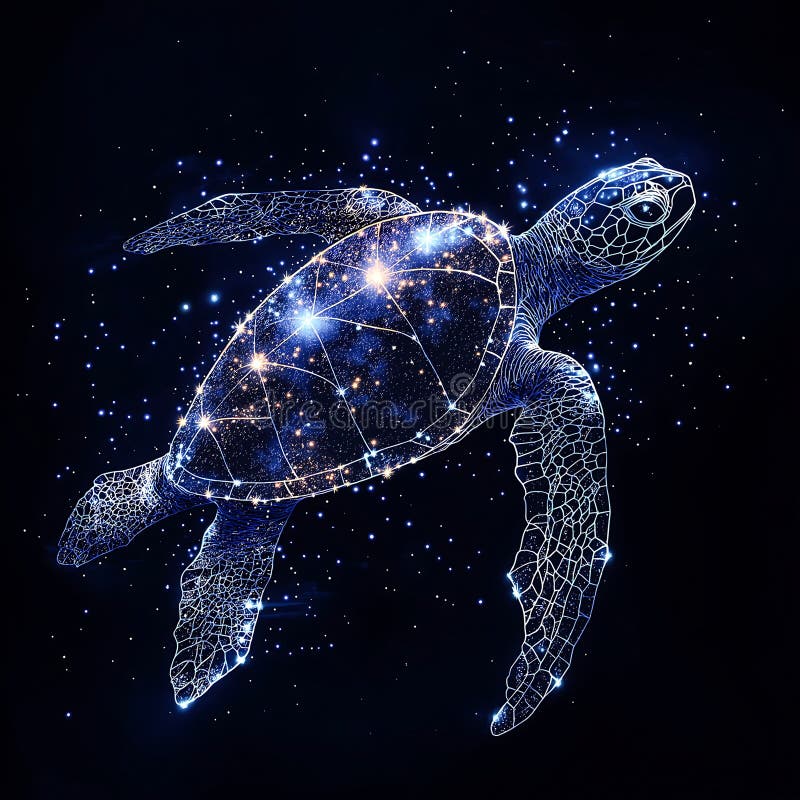 Cosmic Sea Turtle: Galaxy Constellation Illustration Generative AI ...