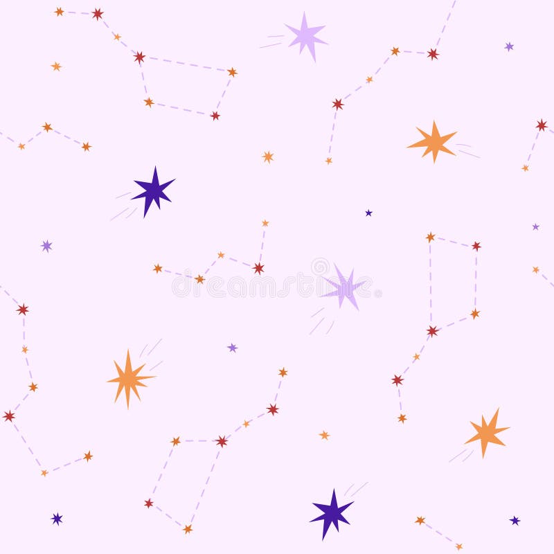 Cosmic Seamless Pattern with Stars and Constellation. Vector ...