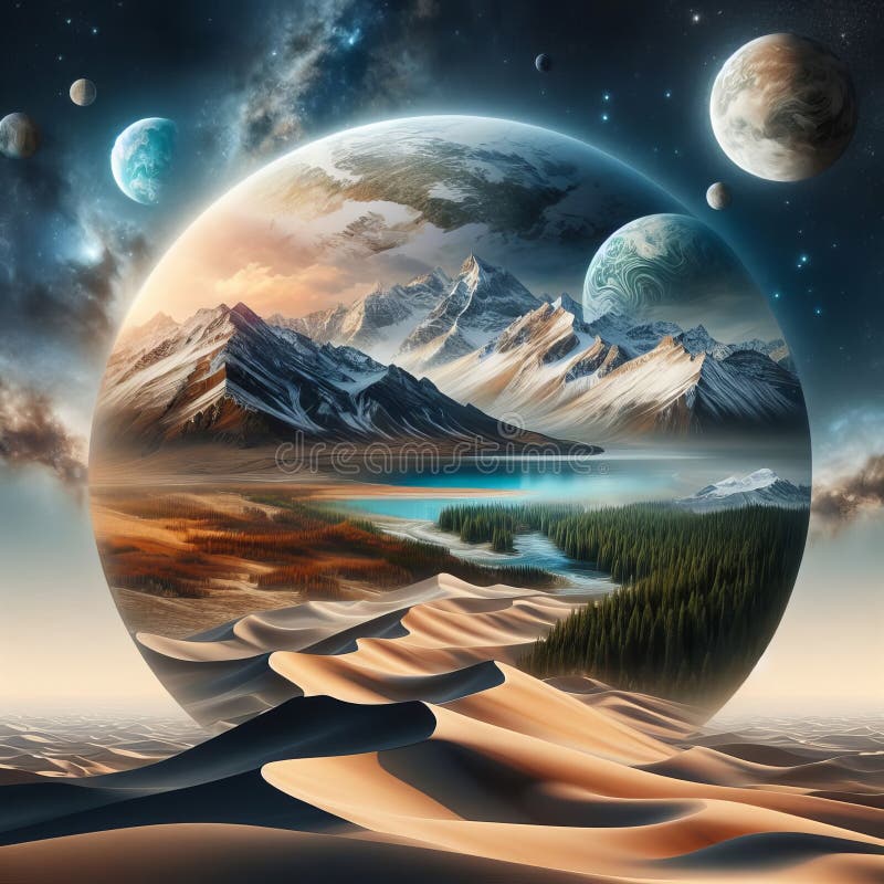 Cosmic Serenity in a Mystical Landscape Orb Stock Photo - Image of ...