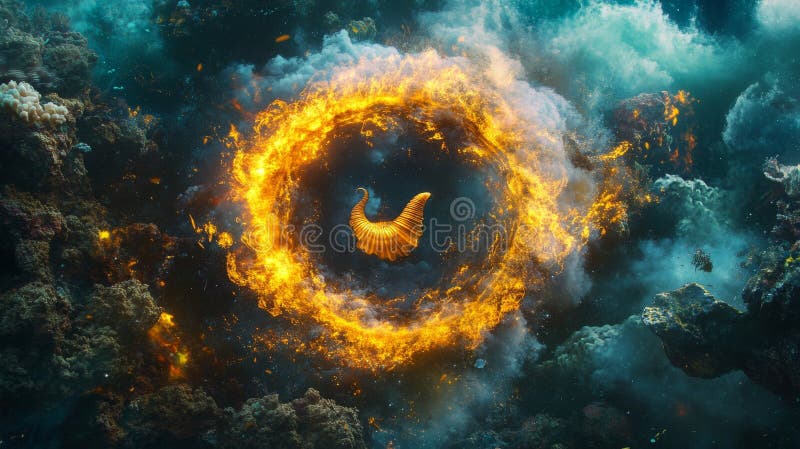 A Cosmic Setting Features an Abstract Nautilus Shell Encircled by ...