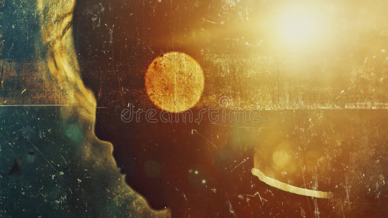 Cosmic Silhouette: Golden Nebula and Starry Night Profile Stock ...