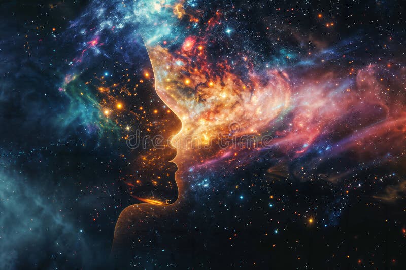 Cosmic Silhouette Human Profile. Stock Illustration - Illustration of ...