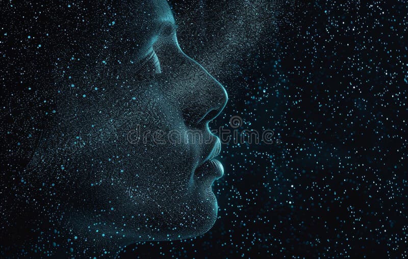 Cosmic Silhouette: Woman S Profile Merging Stock Photo - Image of ...