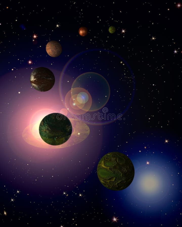 Cosmic sky with planets stock illustration. Illustration of infinity ...