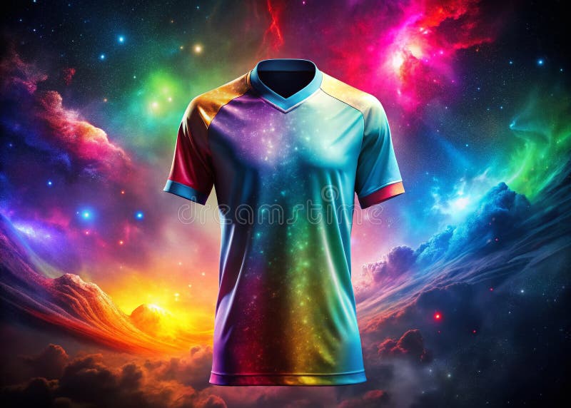 Cosmic Soccer Jersey Mockup a Surreal Design Featuring Floating Fabric ...