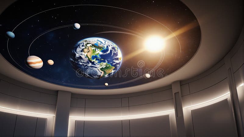 Cosmic Solar System Display in Modern Interior Stock Illustration ...