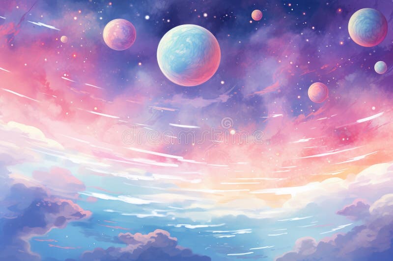 Cosmic Space Background with Planets, Stars and Nebula. Vector ...