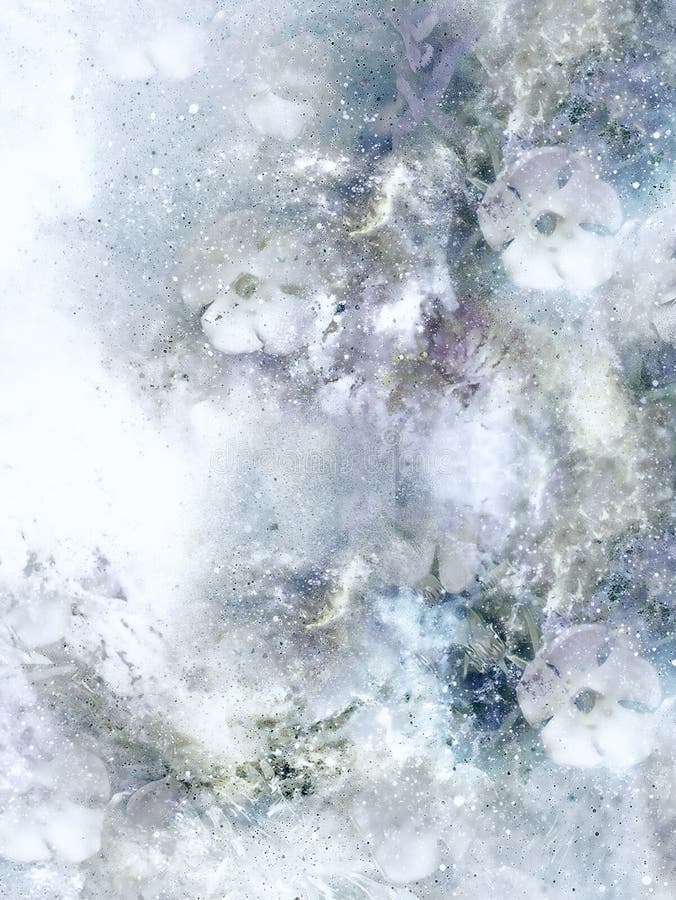 Cosmic Space with Flower, Color Galaxy Background, Computer Collage ...