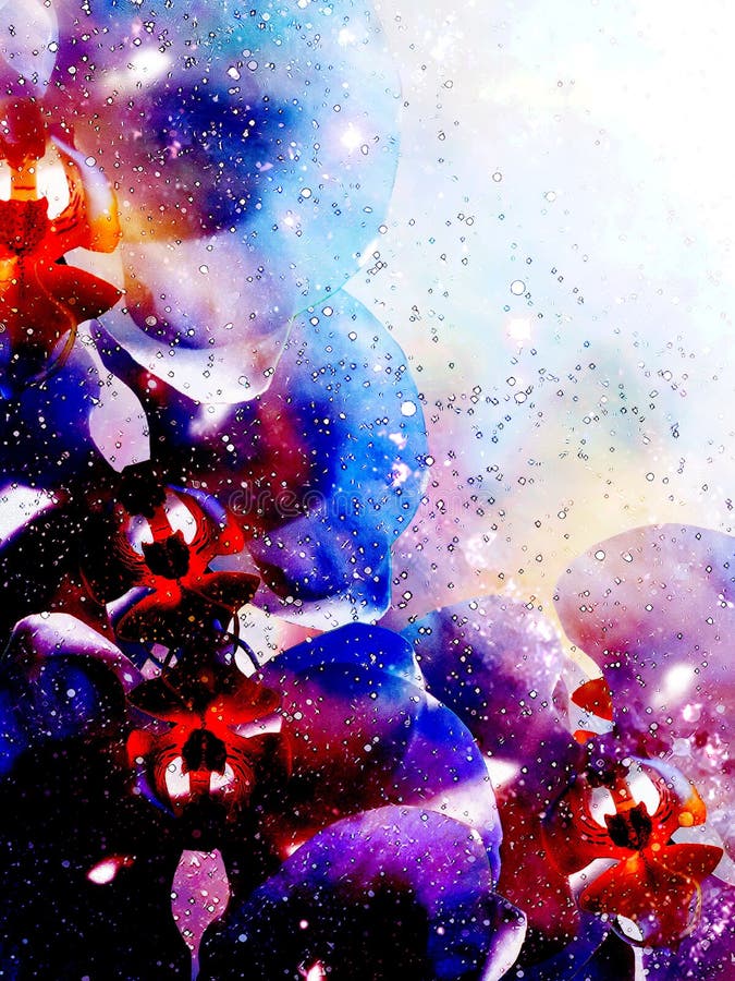 Cosmic Space with Flower, Color Galaxy Background, Computer Collage ...