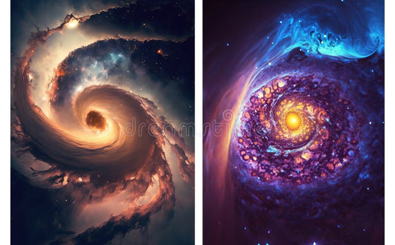 Cosmic Space Illustrations for Flyers. Fantasy Galaxy Generative AI ...