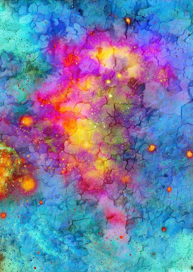 Cosmic Space and Stars, Color Cosmic Abstract Background. Fire and ...