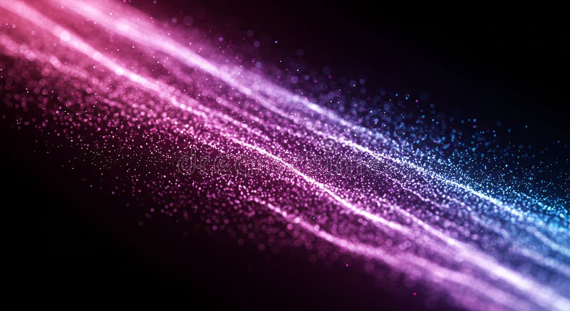 Cosmic Sparkles Gradient Stream of Pink and Blue Particles on Black ...
