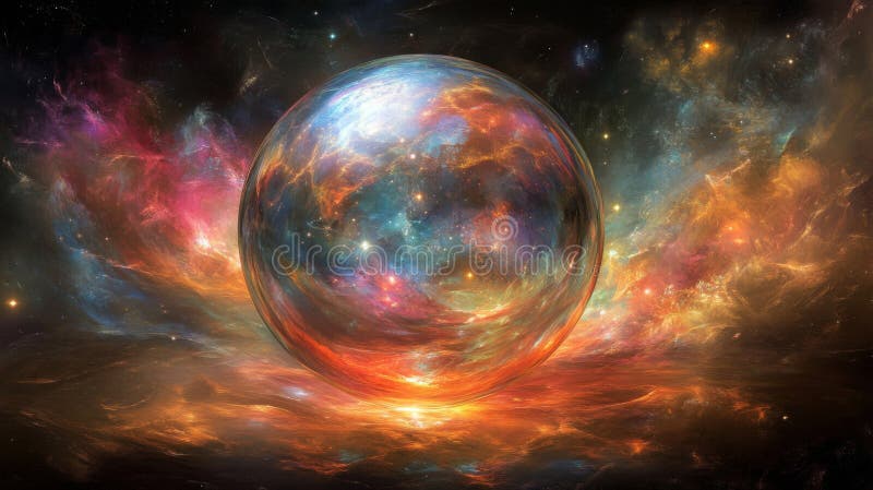 Cosmic Sphere in Vibrant Nebula Stock Illustration - Illustration of ...