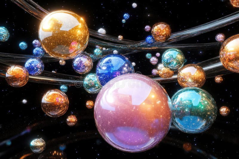 Cosmic Spheres: a Multiverse of Sparkling Orbs in Deep Space Stock ...