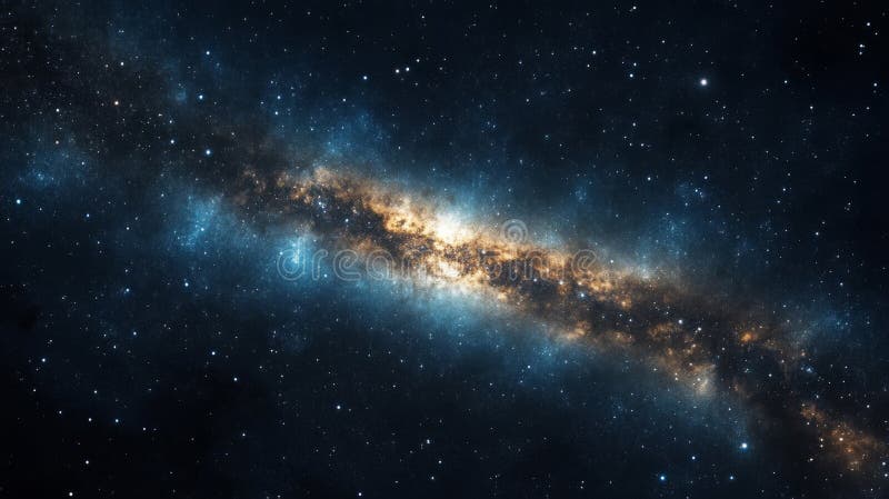 Cosmic Spiral Galaxy in Deep Space: Blue and Gold Nebula Stock Illustration - Illustration of ...