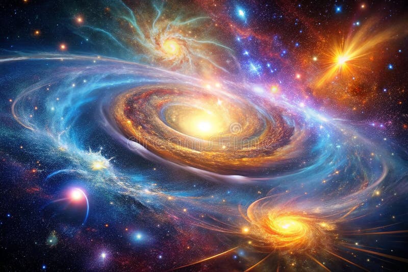 Cosmic Spiral Galaxy Nebulae, Swirling in Space Stock Illustration ...