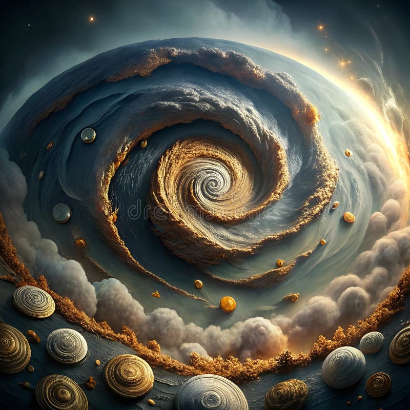Cosmic Spiral: the Golden Vortex of Creation Stock Illustration ...