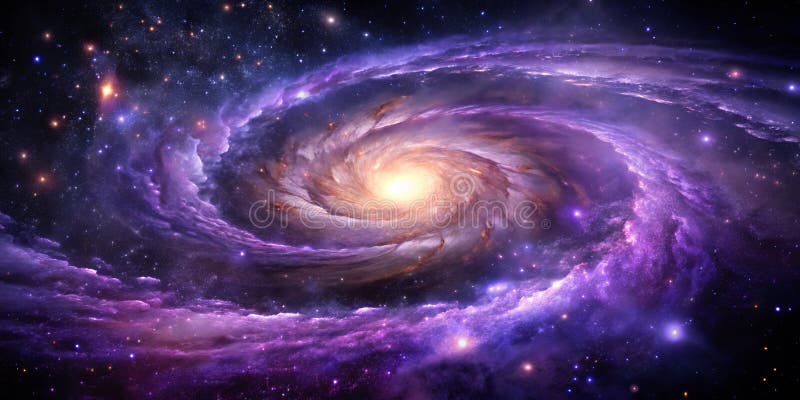 Cosmic Spiral Purple Nebula, Digital Art, Galactic Core Stock ...
