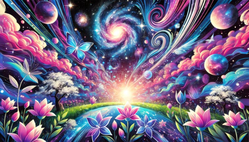 Cosmic Spring Blooming, a Pop Art Vision of Nature and Celestial ...