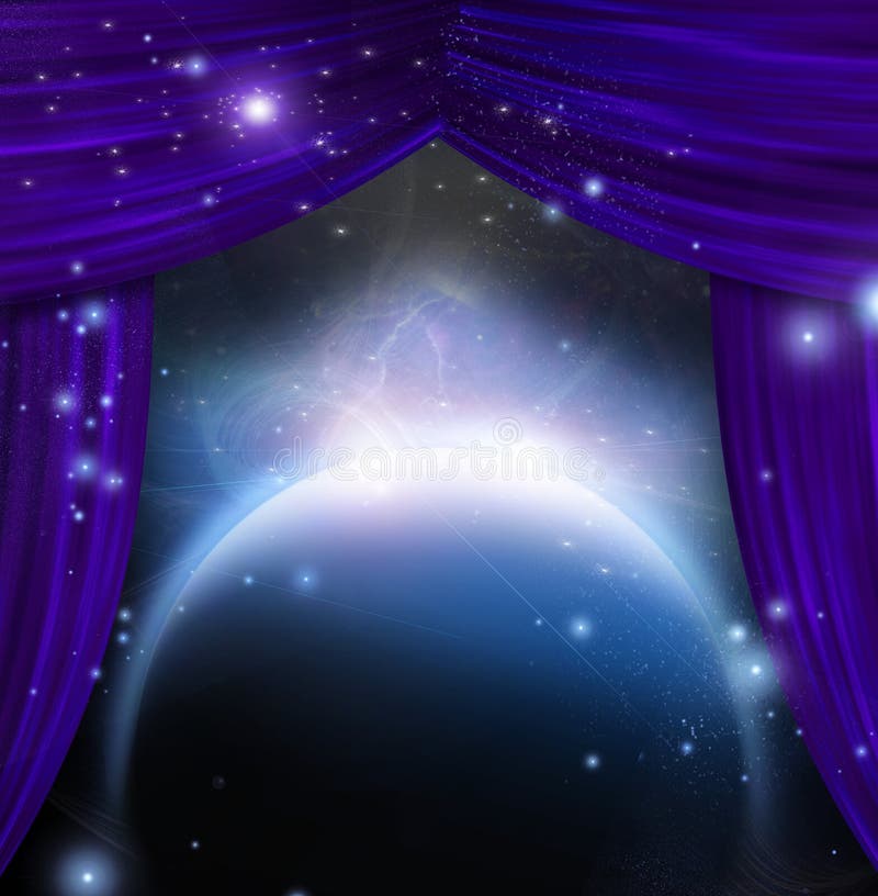 Cosmic Stage stock illustration. Illustration of drapes - 64428531