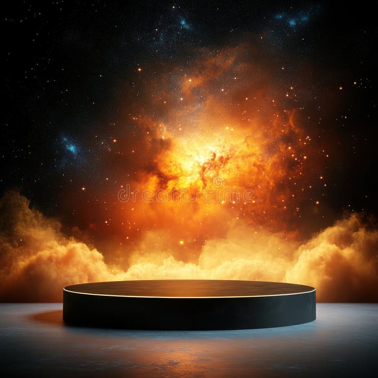 Cosmic Stage Platform in Nebula Background. Stock Illustration ...