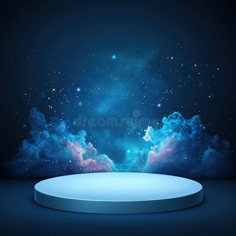 Cosmic Stage Podium with Stars and Nebula. Stock Illustration ...