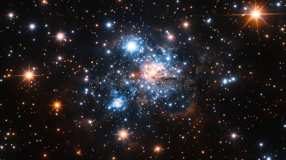 Cosmic Star Cluster in a Deep Space Nebula Stock Illustration ...