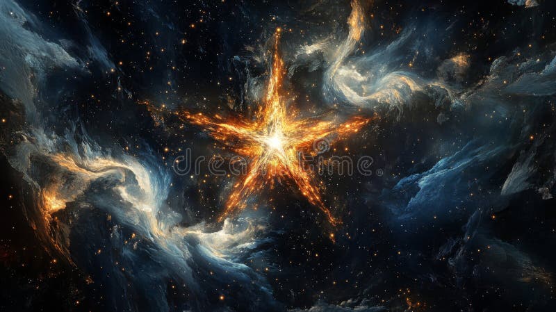 Cosmic Starburst in a Nebula: Digital Space Art Stock Illustration ...