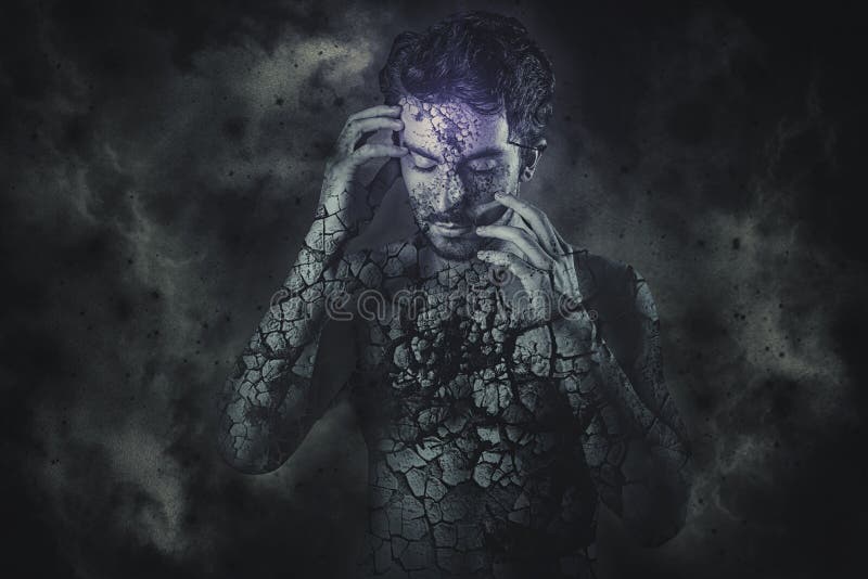 Cosmic stone man concept stock photo. Image of magical - 76713812