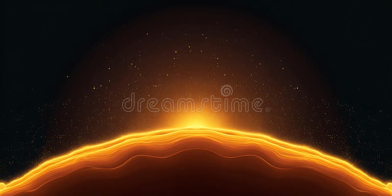 Cosmic Sunrise Glowing Planet Starry Background Stock Illustration ...