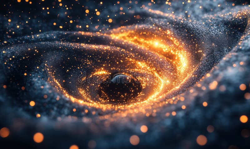 Cosmic Swirl of Glowing Particles and Dark Sphere in Abstract Space ...