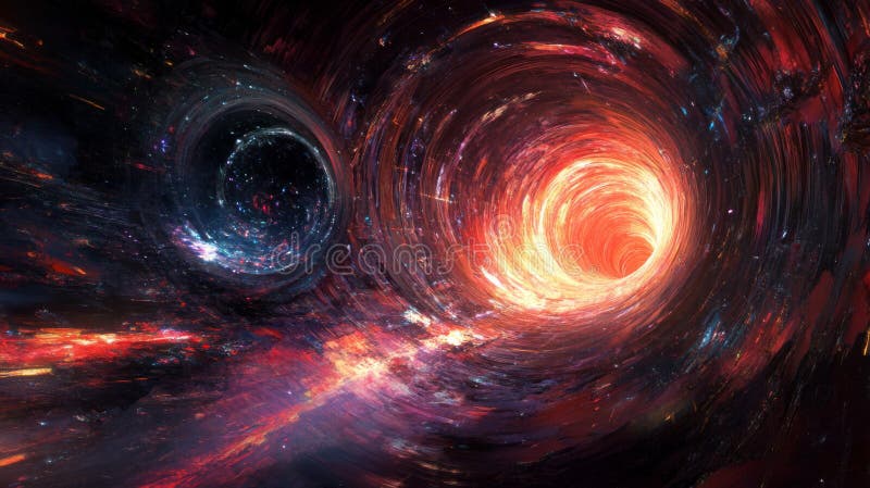 Cosmic Swirl of Red and Orange Nebula in Dark Space Stock Illustration ...