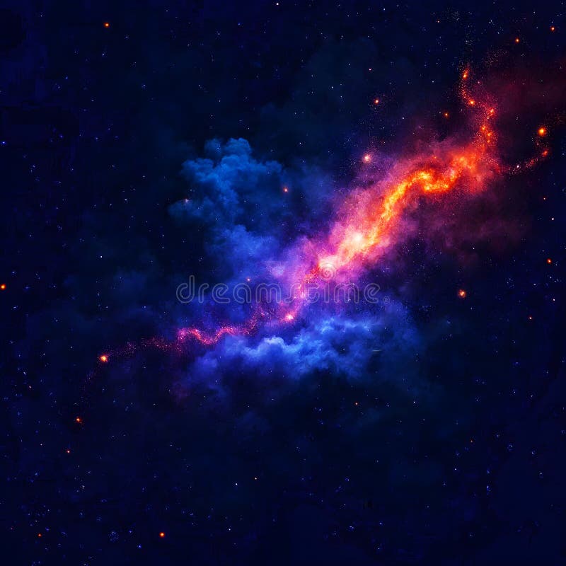 A Cosmic Collision of Blue and Red Nebulae, Creating a Vibrant and ...