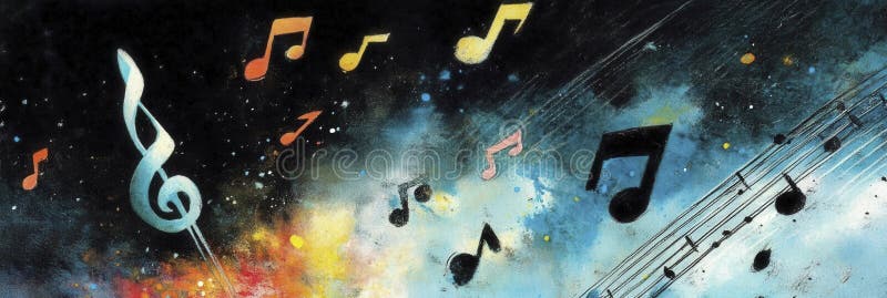 Cosmic Symphony: Music Notes in Space S Vast Horizon Stock Illustration ...