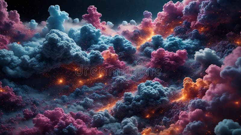 Cosmic Tempest: the Dance of Nebulae and Fire Stock Illustration ...