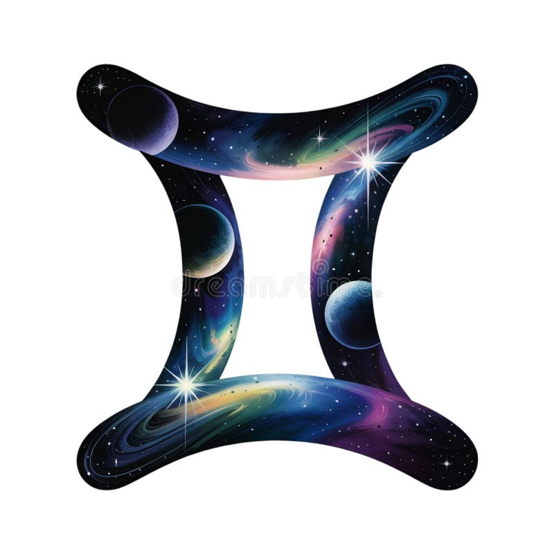 A Cosmic-themed Design Forms a Gemini Zodiac Shape, Filled with ...