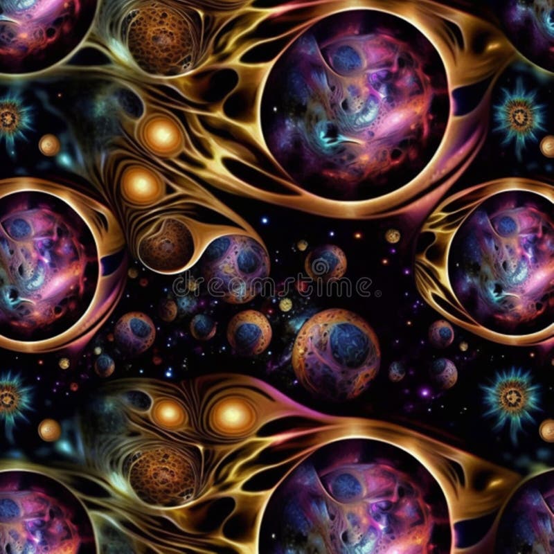 Cosmic themed Pattern stock illustration. Illustration of trippy ...