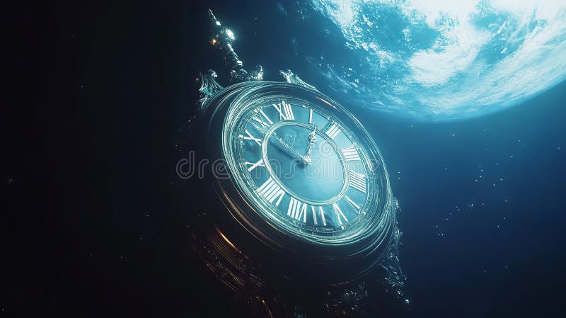 Cosmic Time: Clock in Space. Conceptual Image for Time Management ...