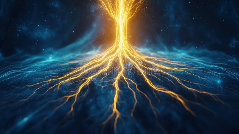 A Cosmic Tree of Infinite Possibilities Glowing Roots Intertwined ...