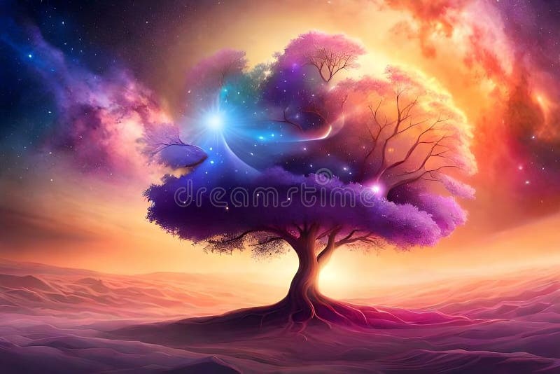 Cosmic Tree of Life stock illustration. Illustration of contemplation ...